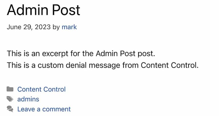 How To Protect Content Using A Custom Message - Content Control Plugin